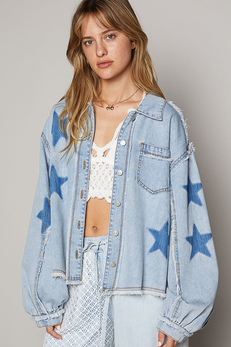POL Cotton Starry Night Jacket at Leaf Boutique