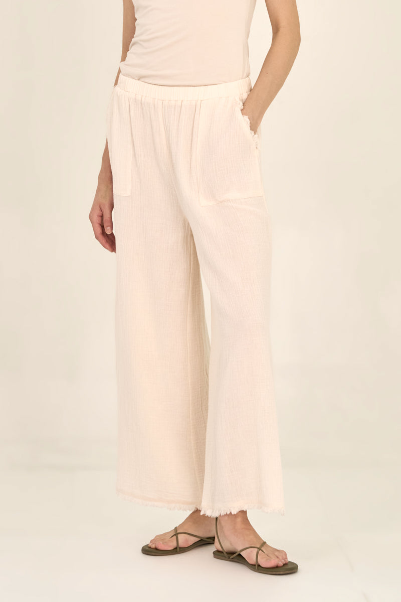 Grade & Gather Raw Edge Gauze Pants at Leaf Boutique Grade & Gather Raw Edge Gauze Pants at Leaf Boutique
